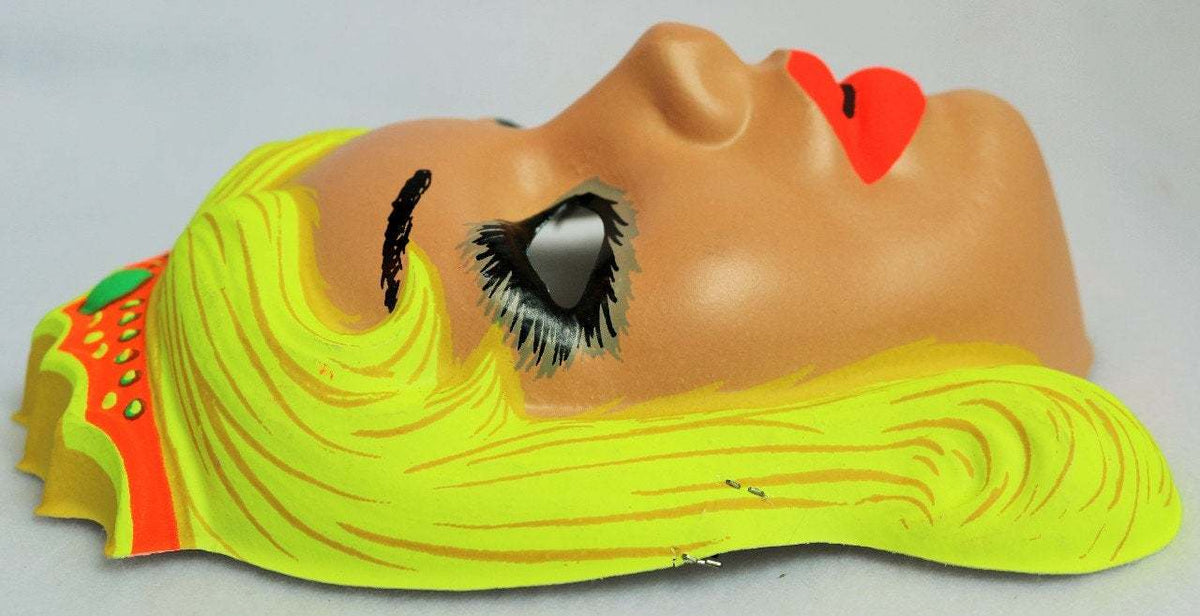Vintage Beauty Queen Halloween Mask Princess Zest 1960s 60s Black Ligh ...