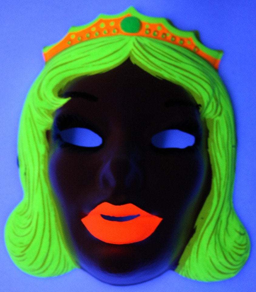 Vintage Beauty Queen Halloween Mask Princess Zest 1960s 60s Black Ligh ...