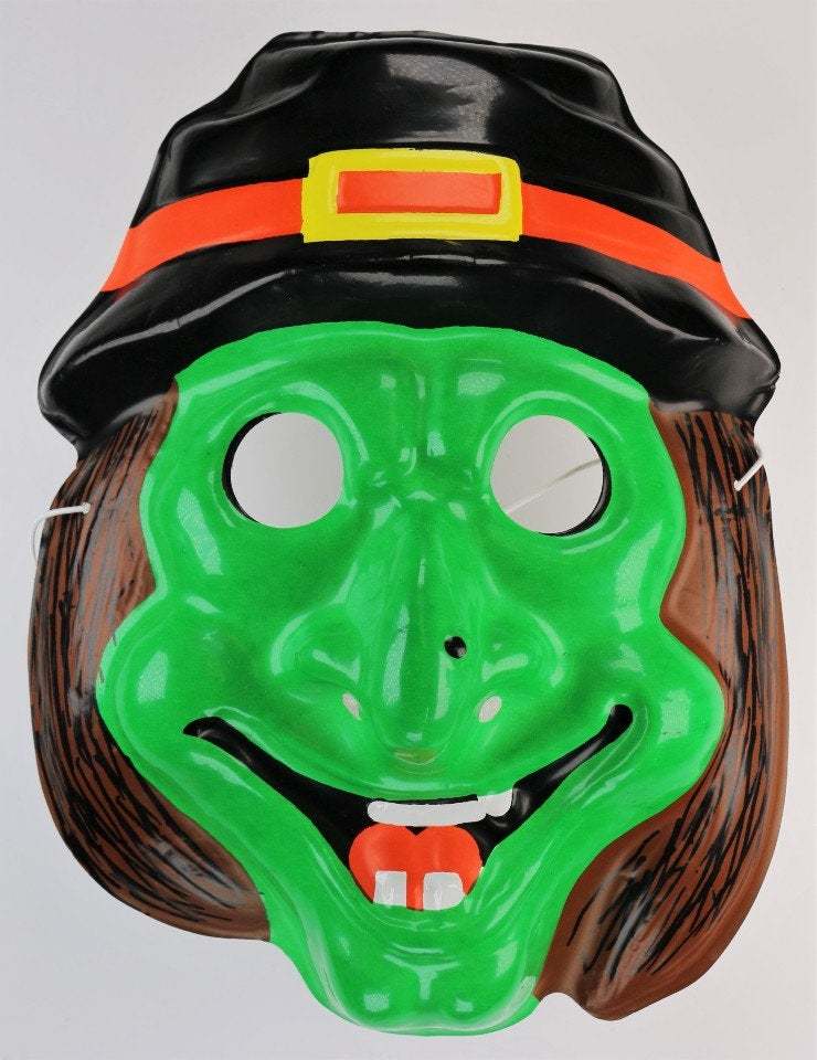 Vintage Wicked Green Witch Halloween Mask Collectible Costume Ben Coop ...