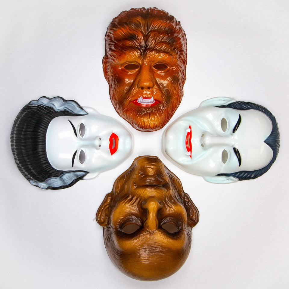 Vintage Universal Monsters Halloween Mask Set Bride Frankenstein Wolfm ...