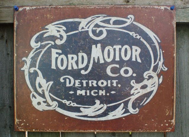 Ford Motor Co Detroit Michigan Tin Metal Sign F Series Mustang Garage ...
