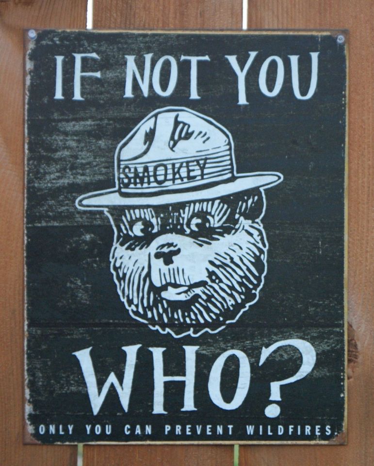 Smokey The Bear Wildfires AD Tin Sign Camp Outdoors Camping National P ...