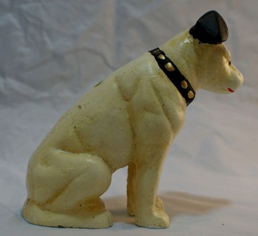 Cast Iron Dog Bank Terrier RCA Dog Vintage Styled Hand Painted Mantle ...