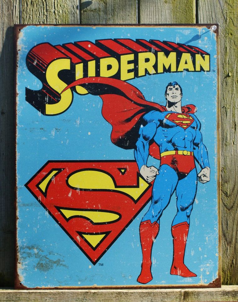 DC Comics Superman Tin Metal Sign Garage Man Cave Bar Clark Kent Super ...