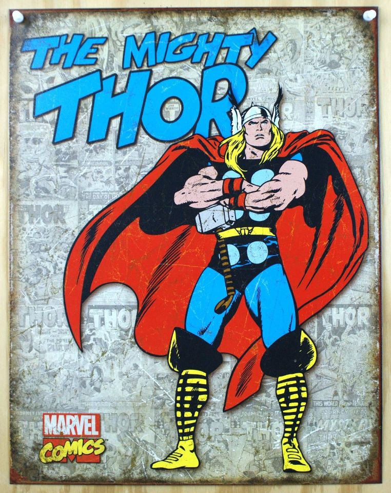 Thor Marvel Comics Tin Sign The Avengers Spiderman Hulk Captain Americ ...