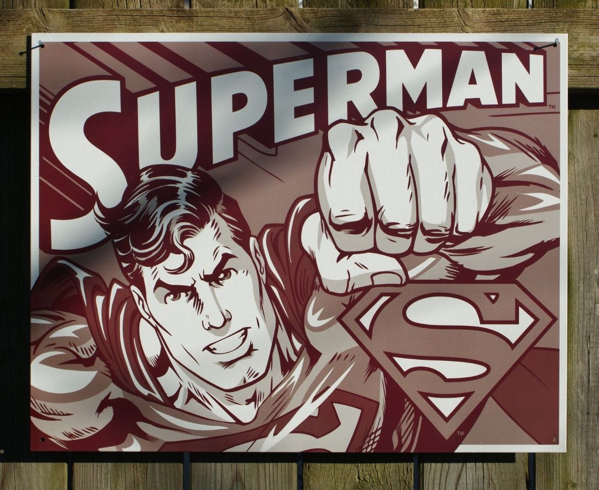 Superman Duo Tone Tin Metal Sign Comic Book Superhero Man of Steel DC ...
