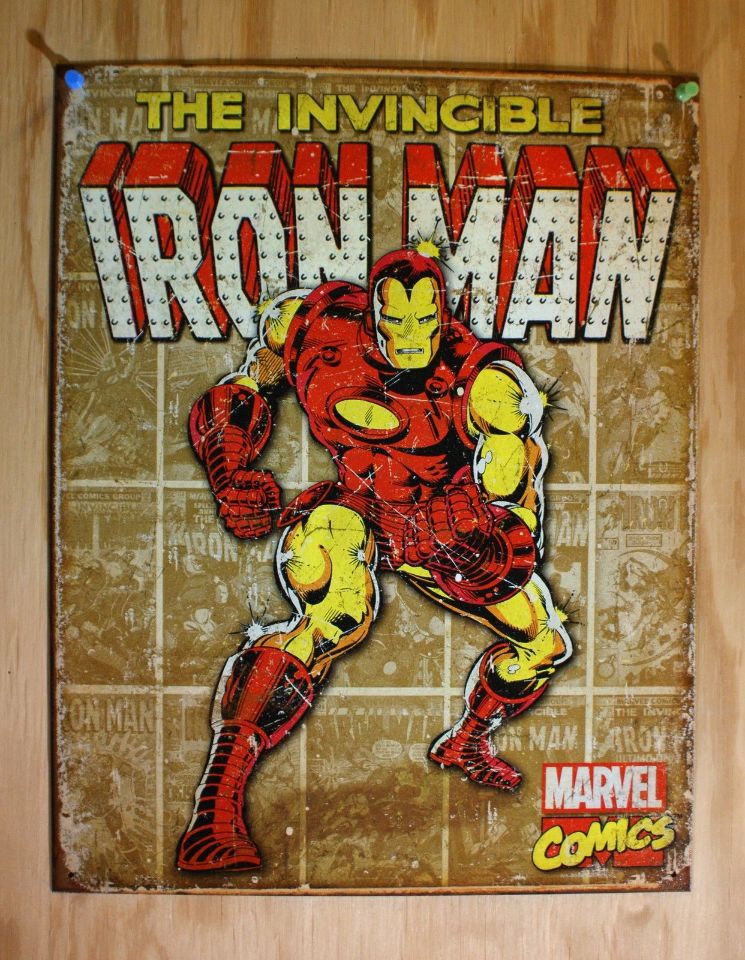 The Invincible Iron Man Tin Metal Sign Marvel Comics Avengers Bar Star ...