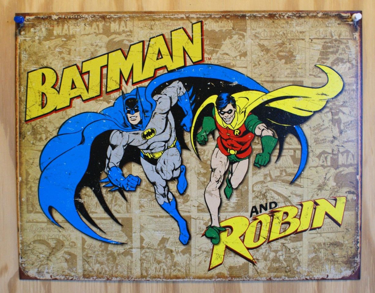 Batman And Robin Tin Sign DC Marvel Comics Comic Book Dark Knight Joke ...