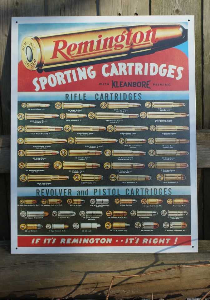 Remington Tin Sign Garage Man Cave Fire Arm Gun Sporting Cartridge Hun ...