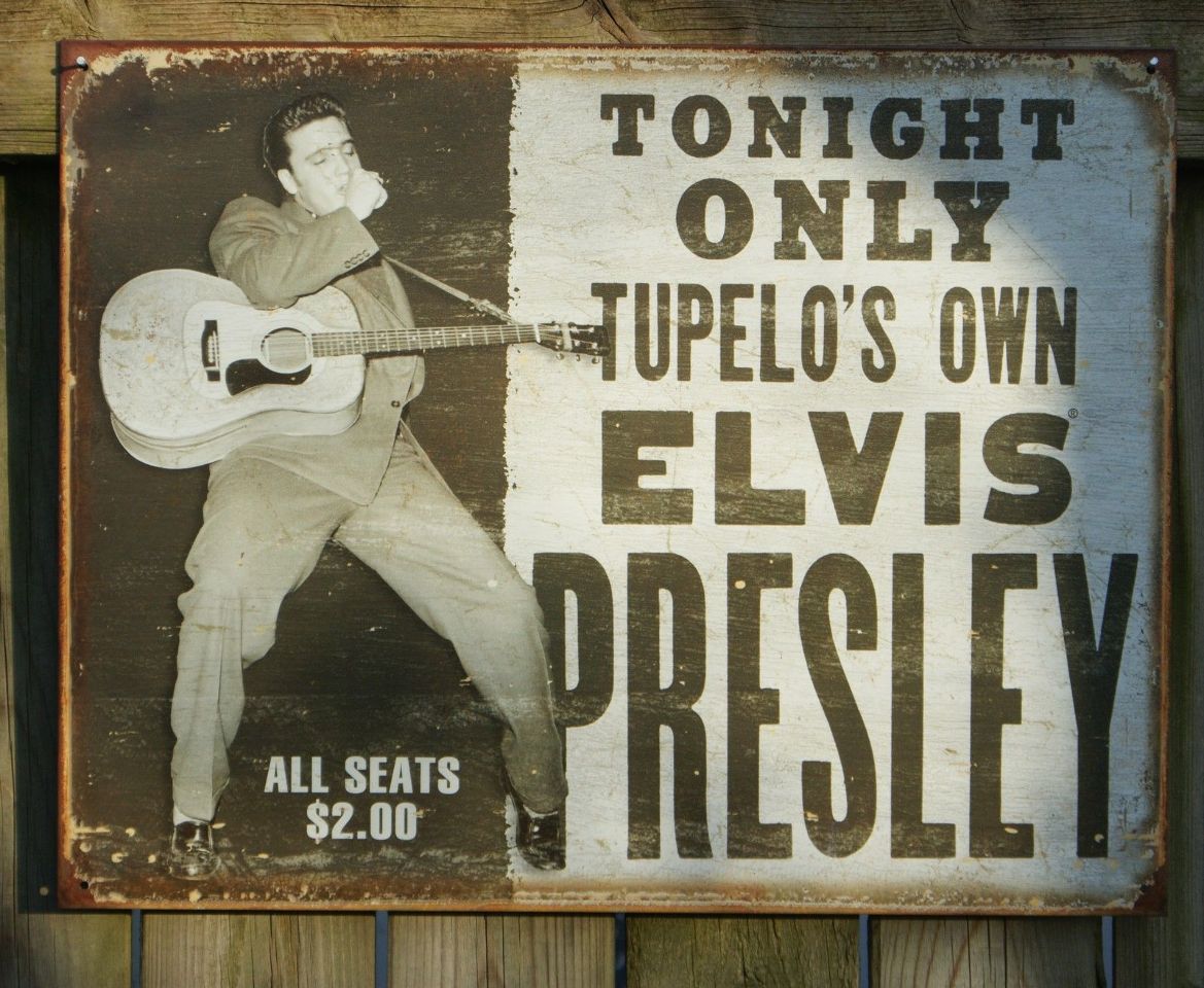 Elvis Presley Concert Hand Bill Tin Sign Music Man Cave Garage Guitar ...