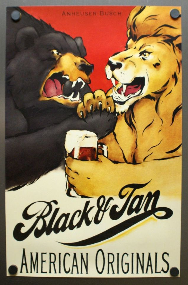 Anheuser Busch Black And Tan Beer American Original Poster Mint Rare V ...