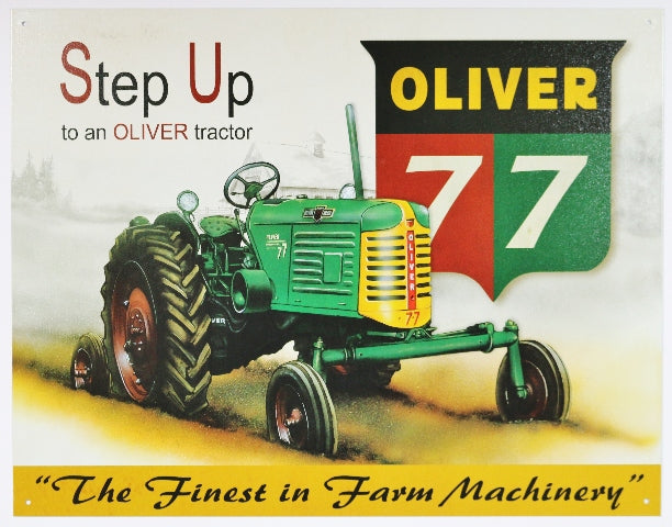 Step Up To A Oliver Tractor Tin Sign Country Farm Barn Decor harvester ...