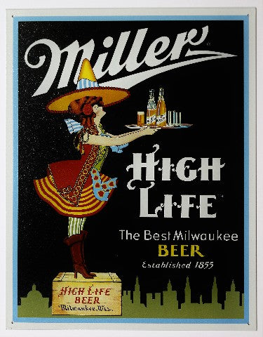Miller High Life Tin Sign Man Cave Garage Bar Beer Witch Alcohol Milwa ...