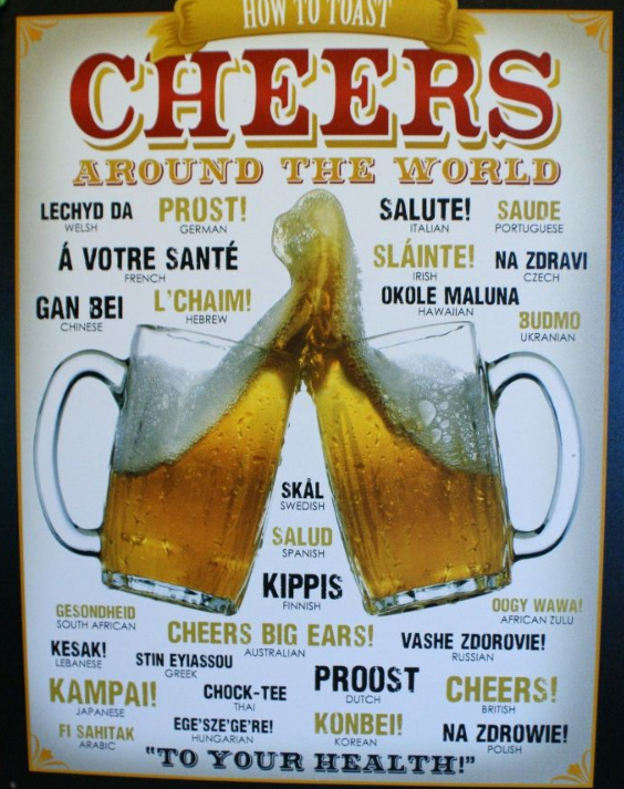 How to toast Cheers Around The World Tin Metal Sign Beer Alcohol Bar S ...