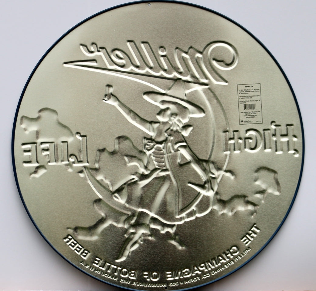 Miller High Life Premium Embossed Tin Sign Beer Witch Moon Night Ande ...