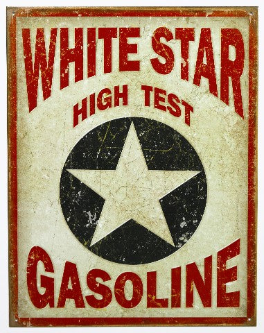 White Star High Test Gasoline Tin Metal Sign Texaco Oil Gas Hot Rod B0 ...