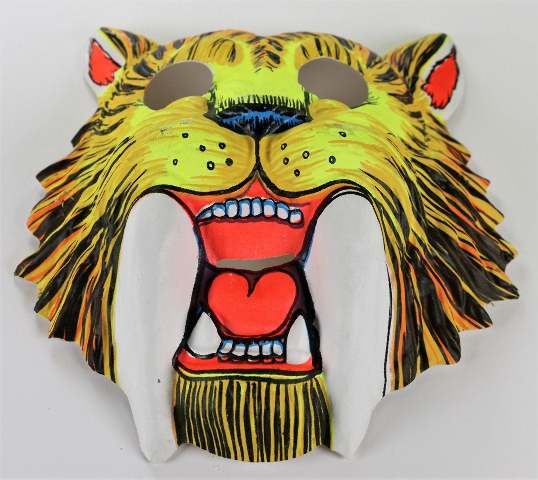 Vintage Saber Tooth Tiger Halloween Mask Ben Cooper Collegeville Topps ...