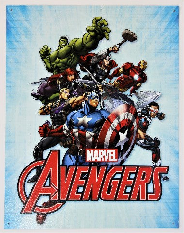 Marvel Avengers Tin Metal Sign Spiderman Thor Hulk Iron Man Captain Am ...