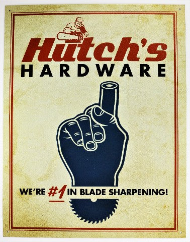 Hutch's Hardware Shop #1 In Blade Sharpening Tin Metal Sign Garage Woo ...