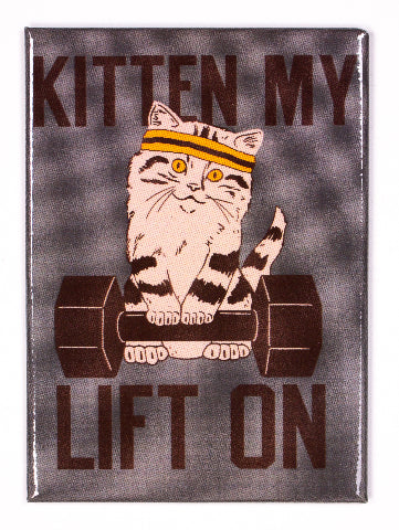 Kitten My Lift On FRIDGE MAGNET Gym Cat Weight Lifting Funny Meme Work ...