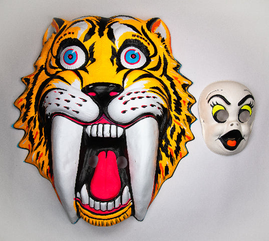 Vintage Giant Sabertooth Tiger Halloween Mask Very Rare Over Sized 196 ...